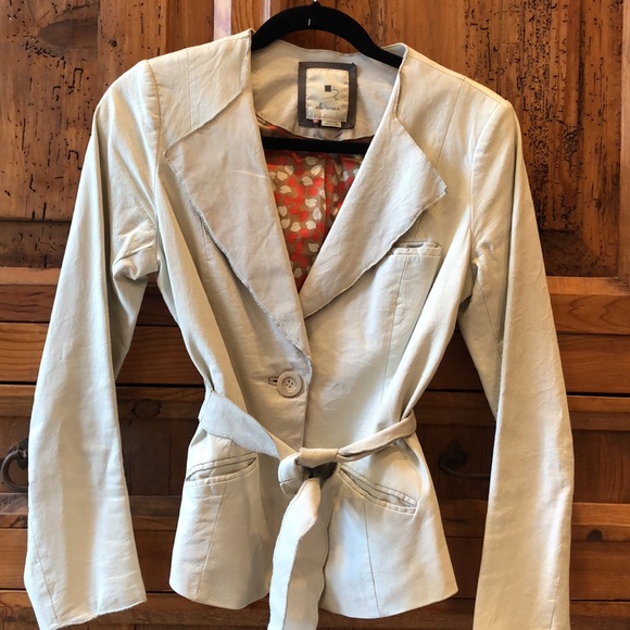 elevenses | Jackets & Coats | Elevenses Leather Jacket In Eggshell ...